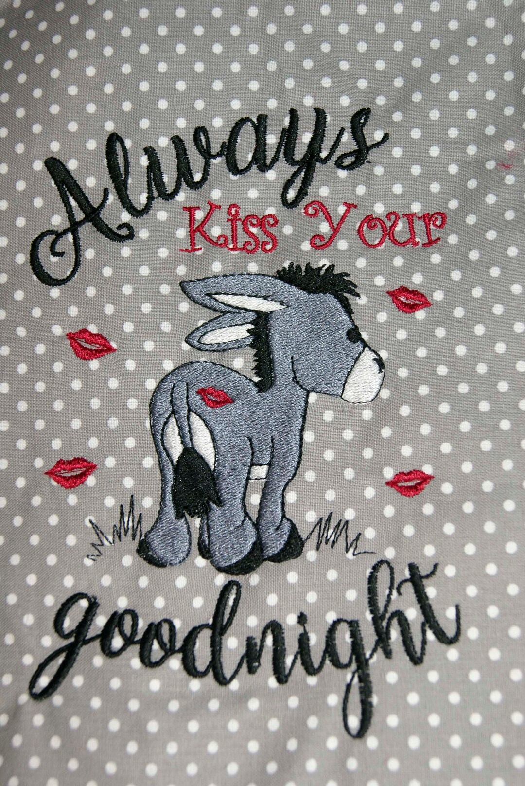 Donkey Always Kiss Your Donkey Goodnight Filled Embroidery Digital ...