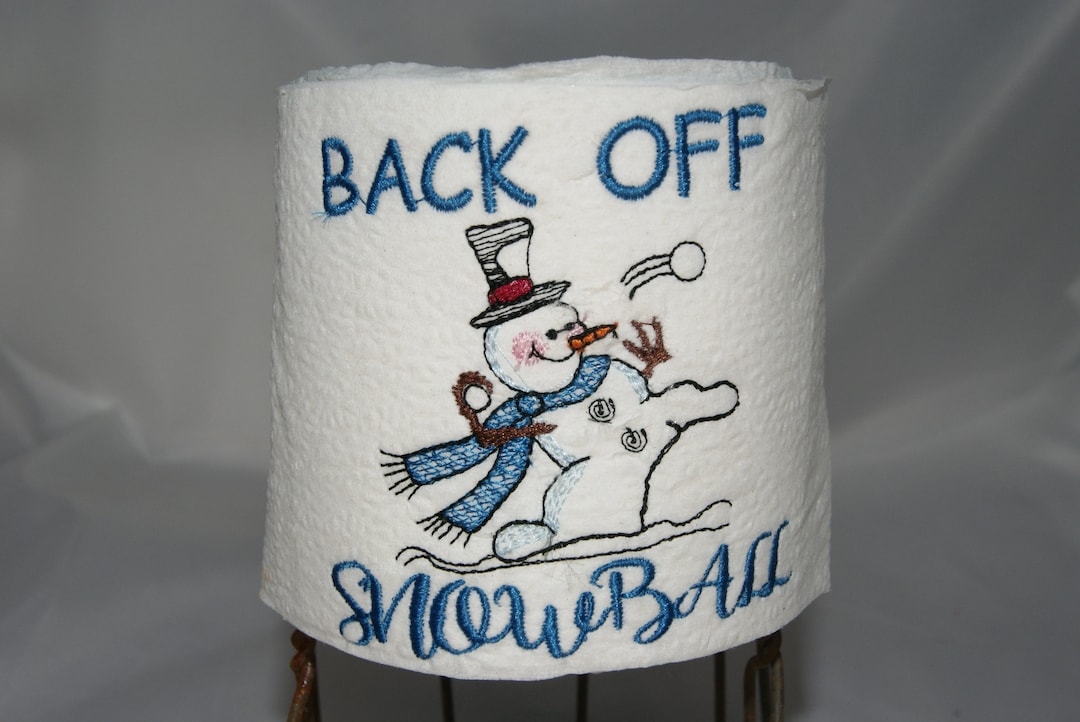 Snowman Toilet Paper Embroidery Design Back off Snowflake Throwing ...