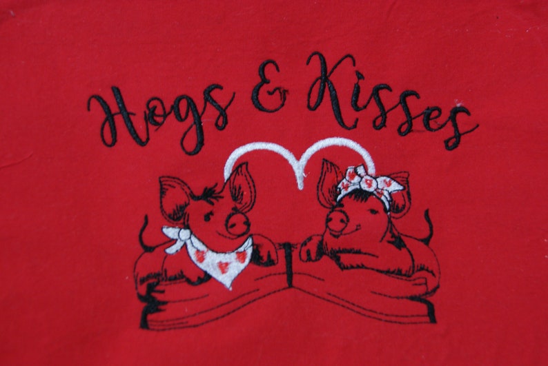 Hogs and Kisses Pig Couple Heart Bandana Embroidery Digital Design 4x4 ...