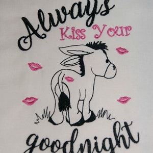 Donkey Always Kiss Your Donkey Goodnight Outlined Embroidery Digital ...