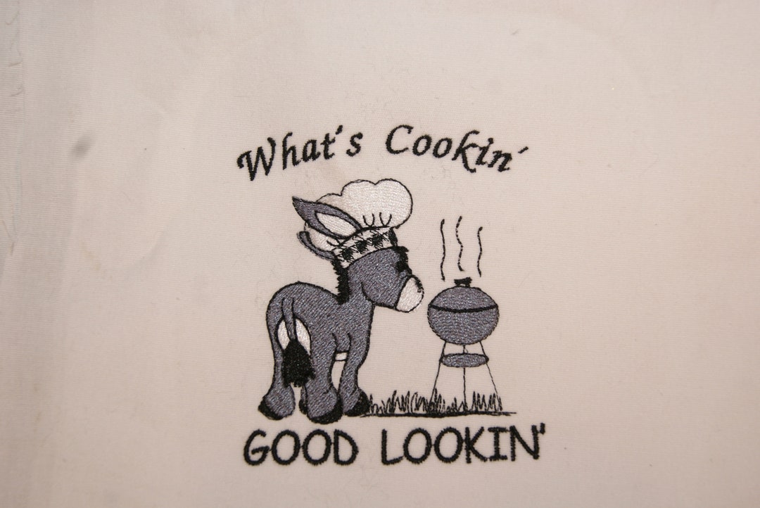 Donkey Chef Whats Cookin Good Lookin BBQ Embroidery Digital Design 4x4 ...