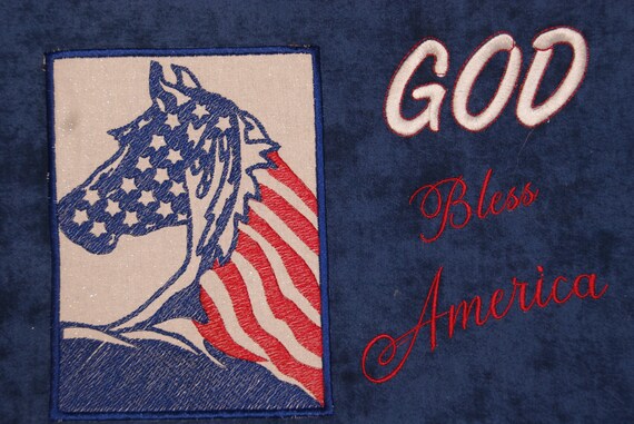 Horse American Flag God Bless America Machine Embroidery | Etsy