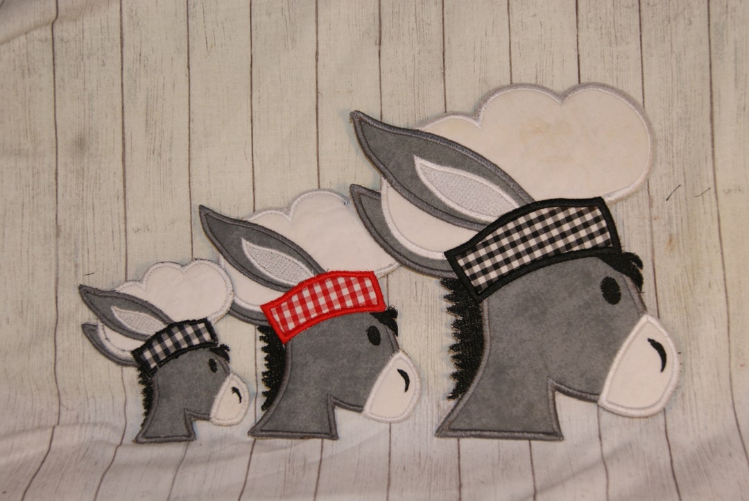 Donkey Chef Head APPLIQUE Trivet or Mug Rug Embroidery Digital Design 3 ...