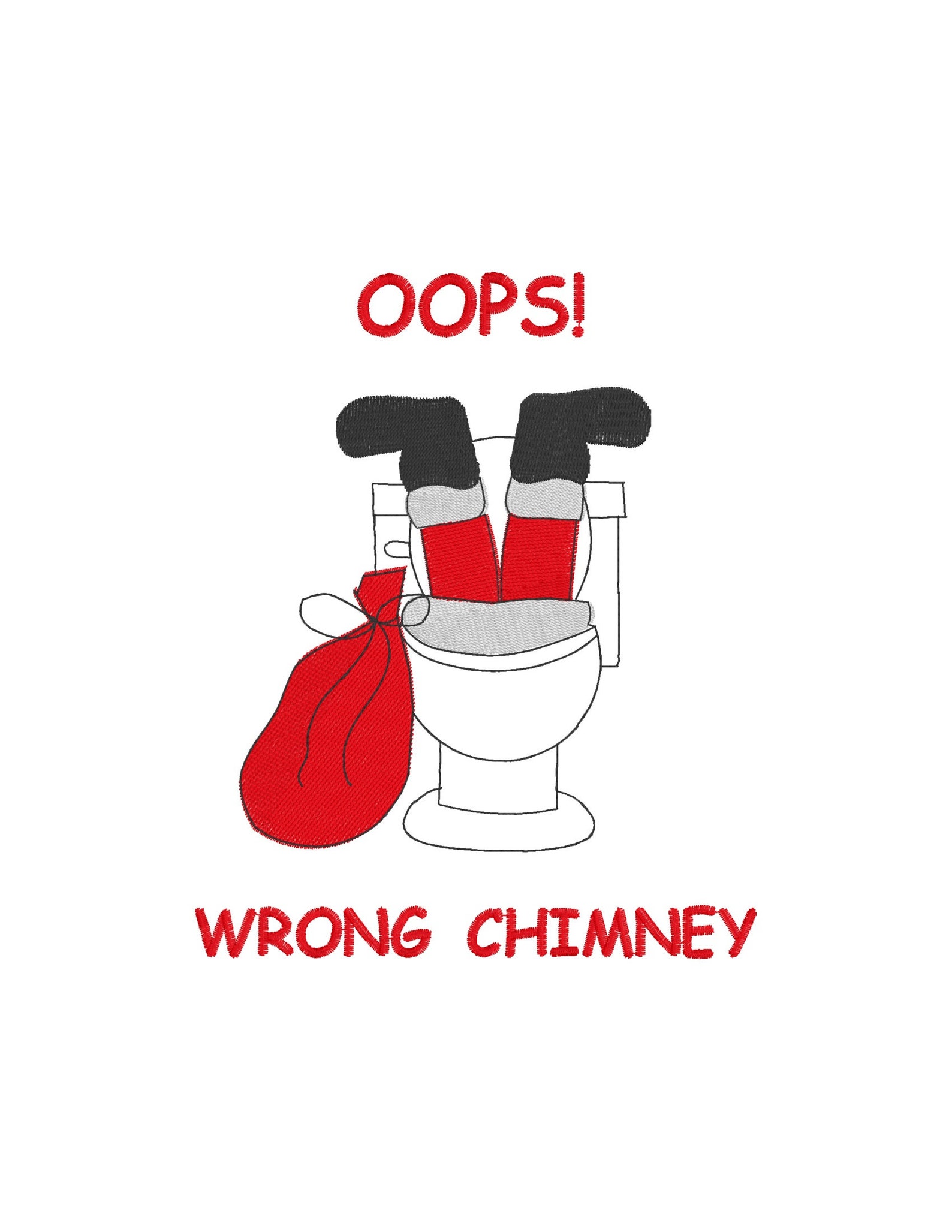 Toilet Paper Design Santa Clause Oops Wrong Chimney Dunking in Toilet Upside Down Toilet Paper ...