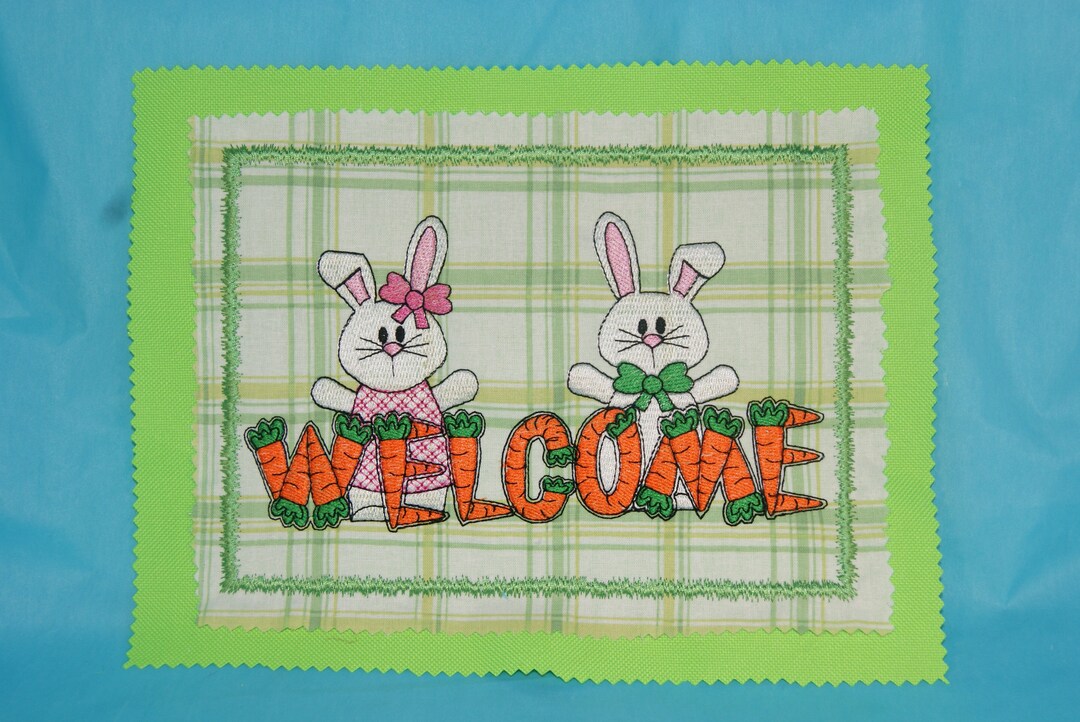 Bunnies Carrots Welcome Sign Machine Embroidery Design 3 Sizes - Etsy