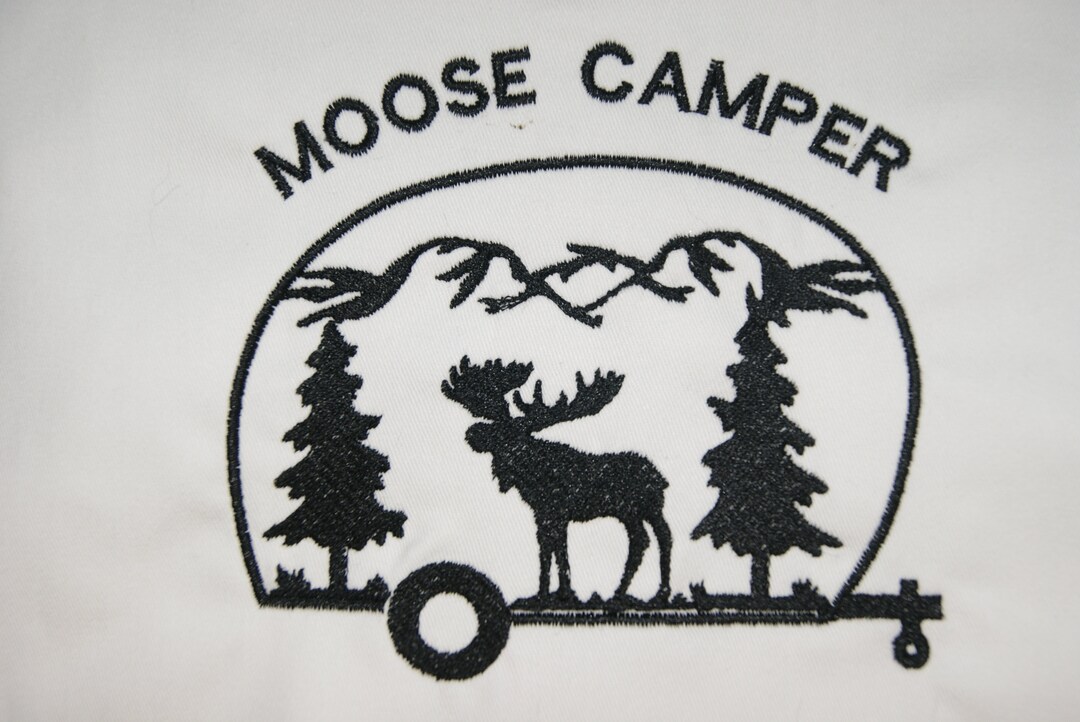 Moose Camper Silhoutte With Mountains and Trees Embroidery Digital ...