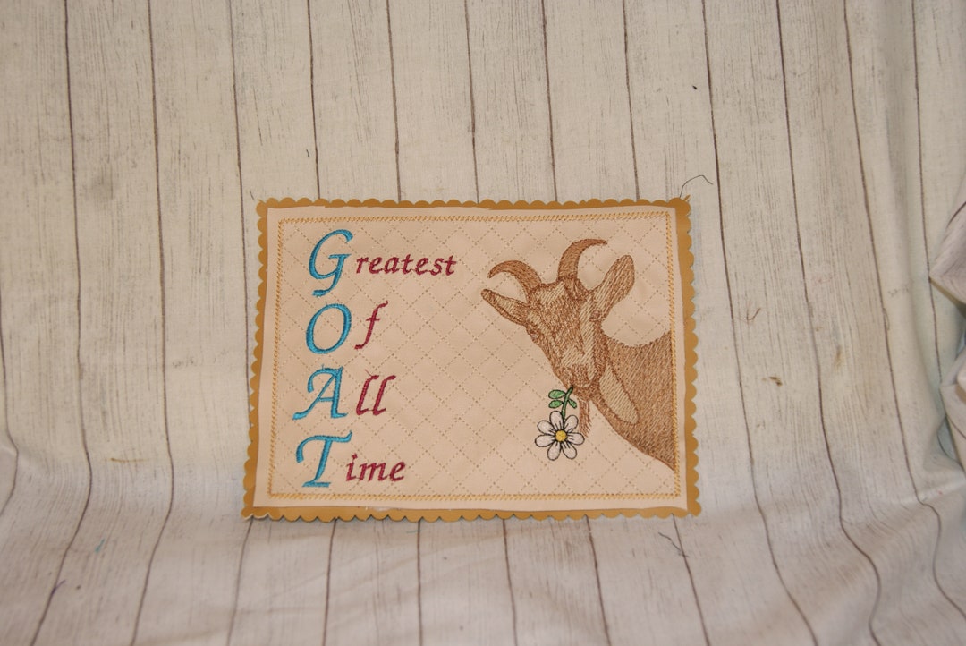 Goat Greatest of All Time Trivet or Mug Rug Coasters Embroidery Digital ...