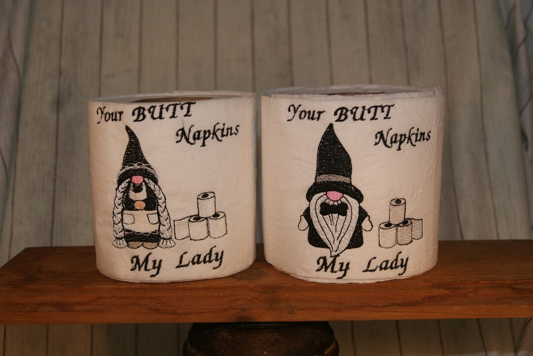 Gnome Butt Butler (boy) and Maid (girl ) Set Napkins Toilet Paper ...
