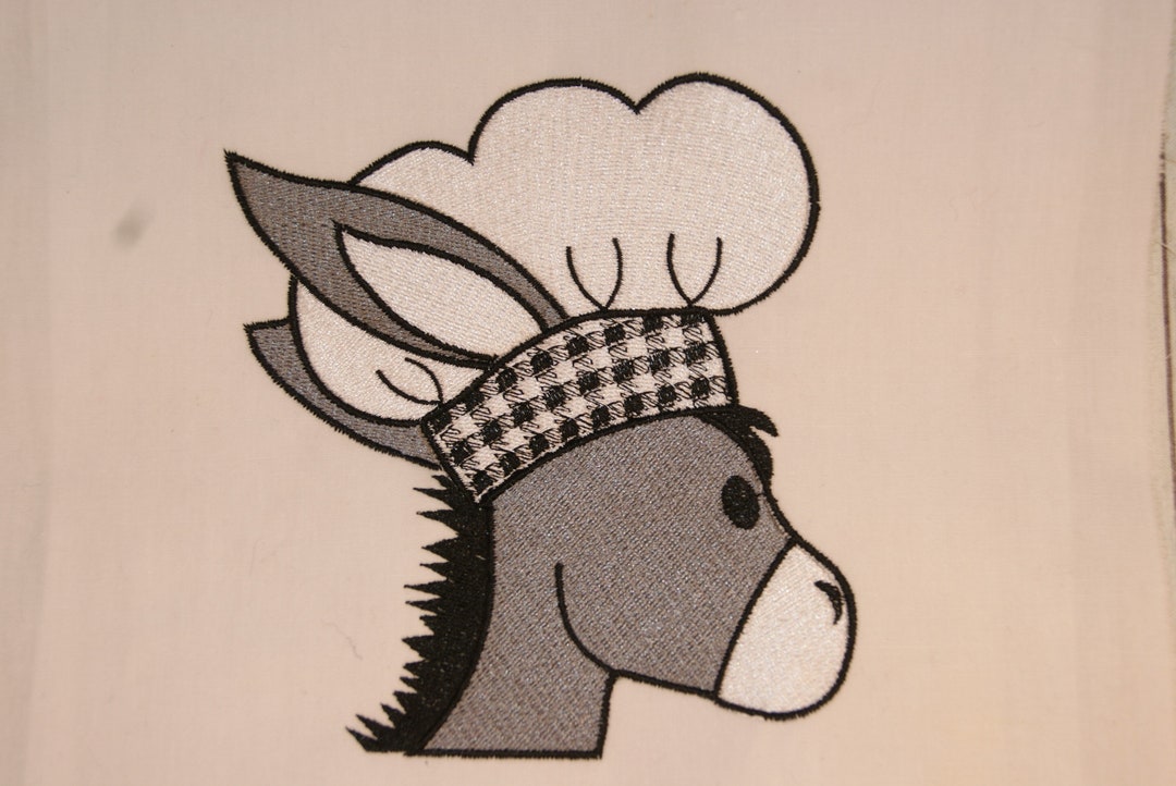 Donkey Chef Head FILLED Machine Embroidery Digital Design 2 - Etsy