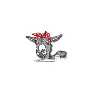 Donkey Fence Sketch Bandana Head Hanky Hankerchief Embroidery Digital ...