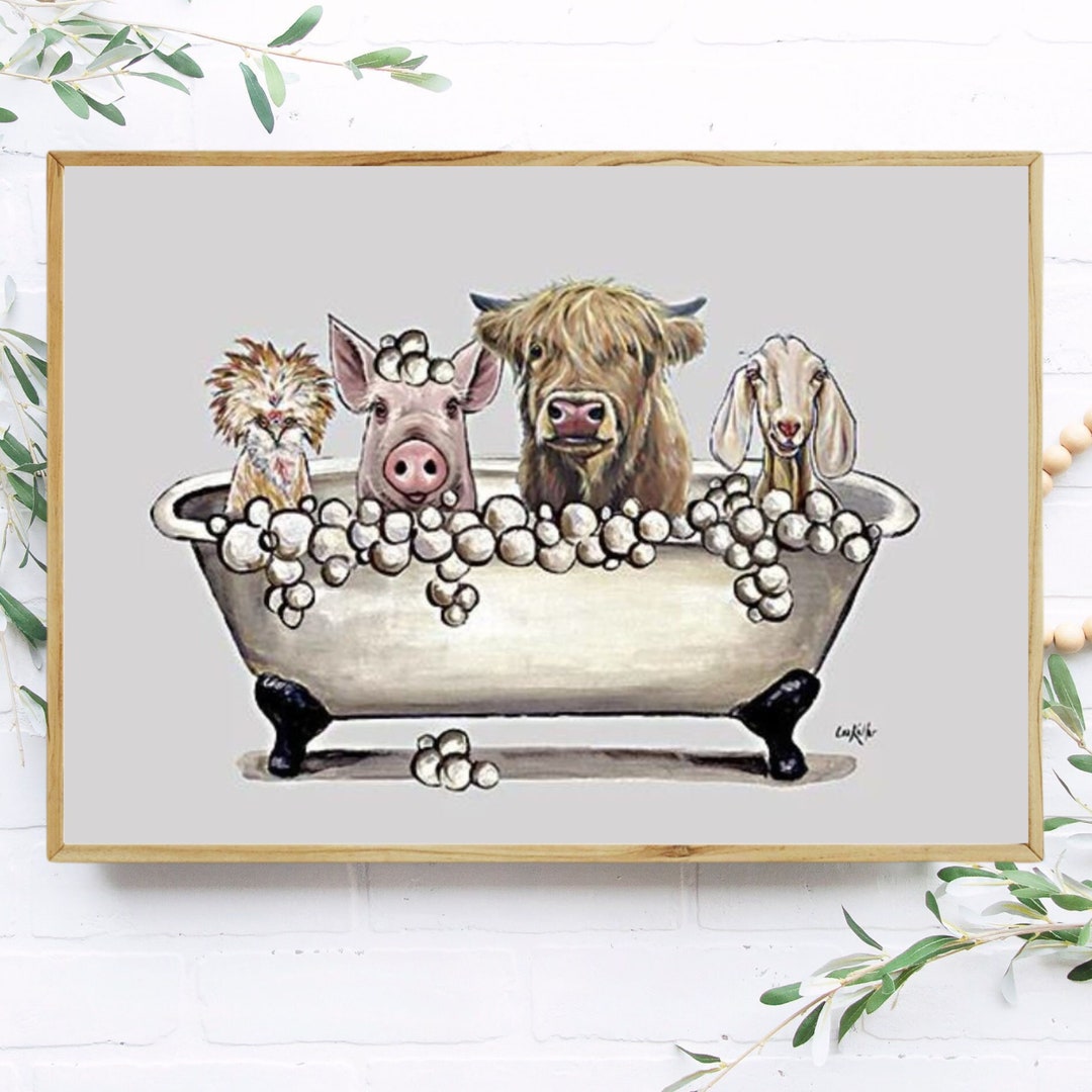 Farmhouse Bathroom Decor Farmhouse Wall Decor Bathroom Farm Animals in ...