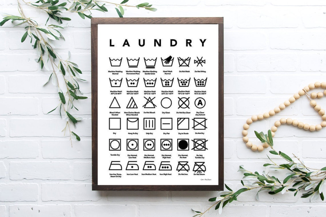 Símbolos de lavandería Signo de lavandería Tabla de - Etsy México