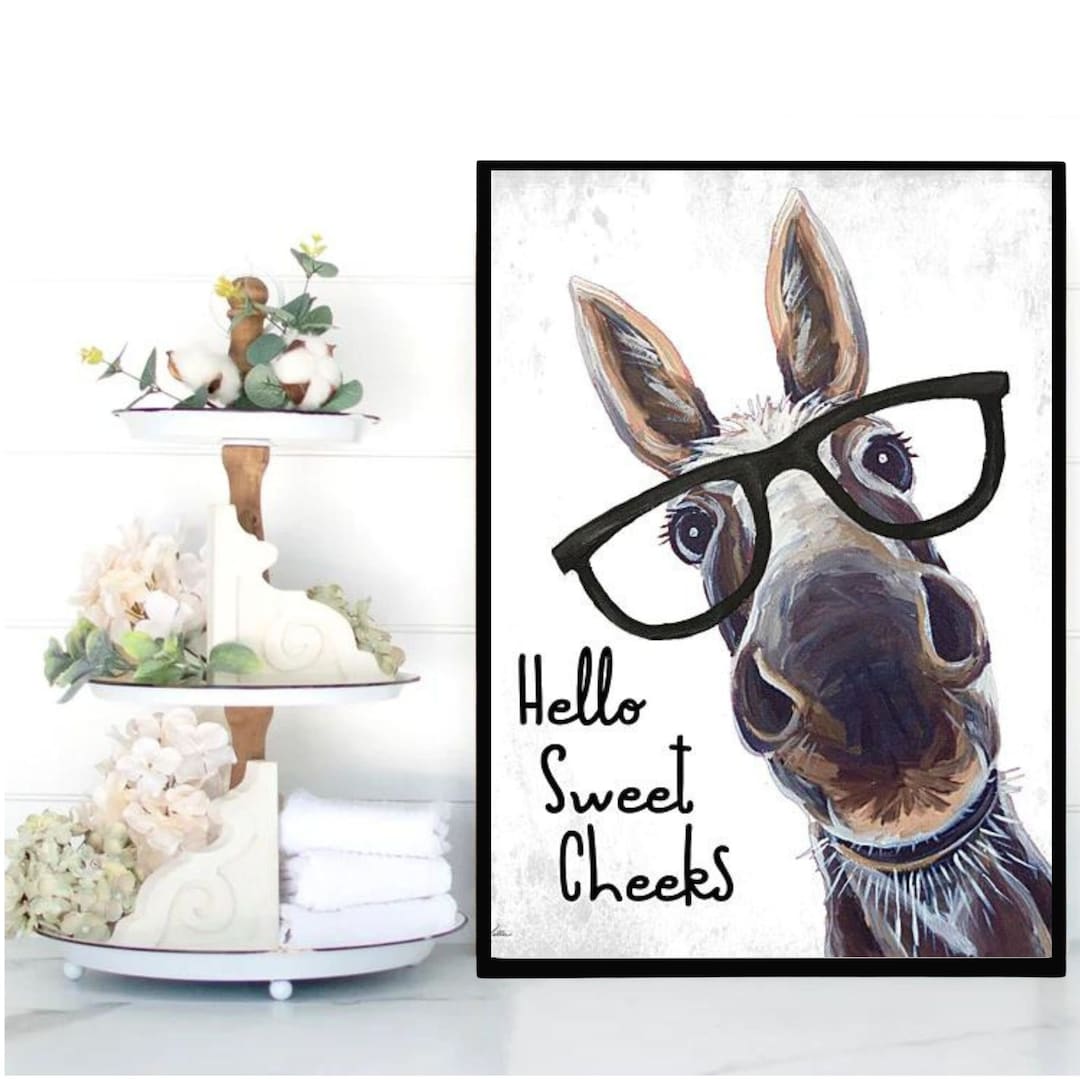 Hello Sweet Cheeks Donkey Print Funny Bathroom Print Funny - Etsy