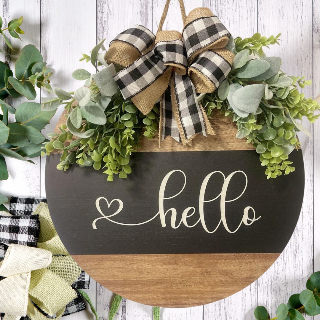 Hello Front Door Decor Front Door Wreath Welcome to Our - Etsy