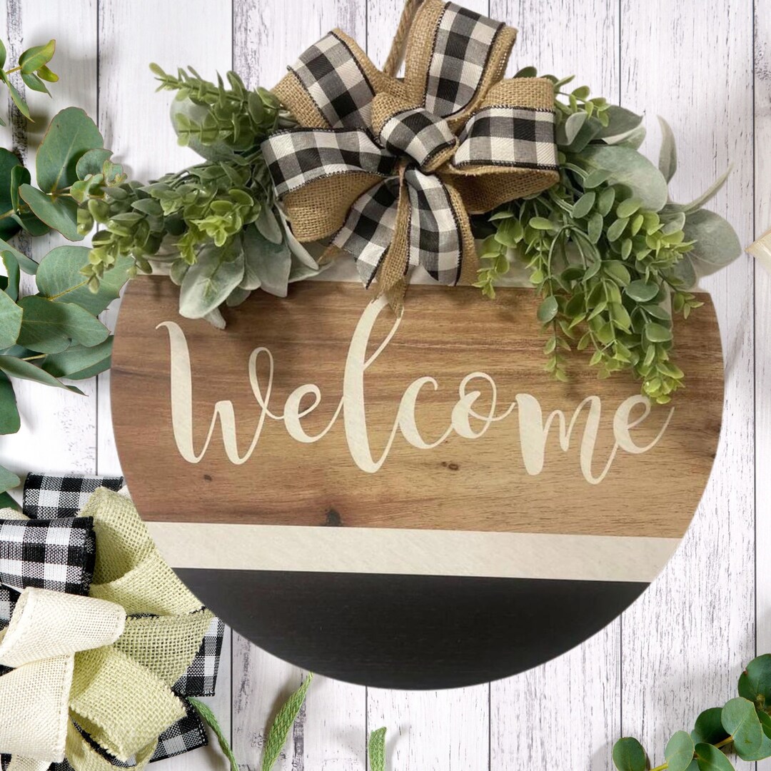 Welcome Front Door Hanger Farmhouse Styled Decor Welcome Sign Front ...