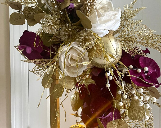 Winter "magenta Orchid" Lantern Swag, Door/wall Wreath, Tabletop ...