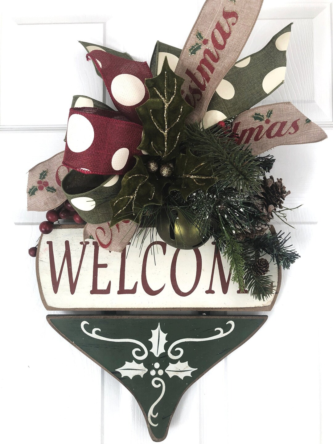 Christmas Door Sign Rustic Wood Door Hanger Sign Ready to Ship - Etsy
