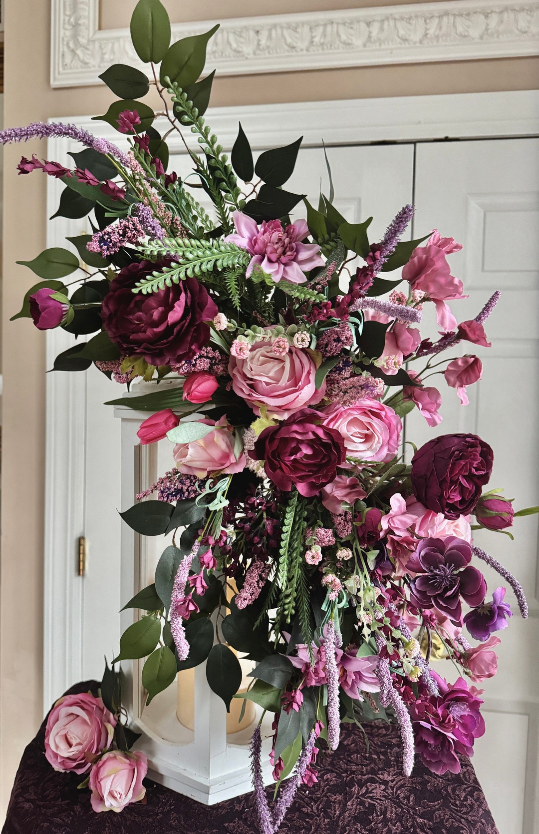 Everlasting Designer magenta Blush Lantern Swag, Wall Bouquet, Wreath ...