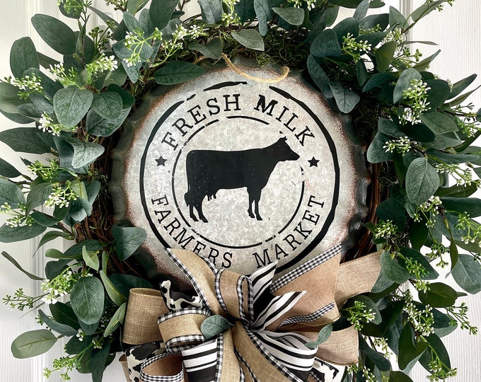 Rustic Farmhouse heartland Bottle Cap Everyday Wreath Farmer's Market ...