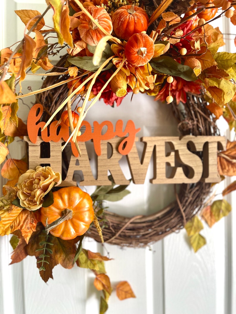 Traditional Fall happy Harvest Sign Door Wall - Etsy