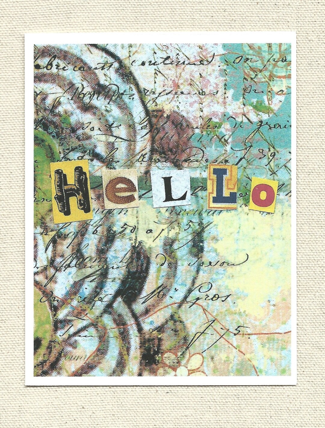 Vintage Image Note Card Hand Cut Letters Layered on Antique - Etsy