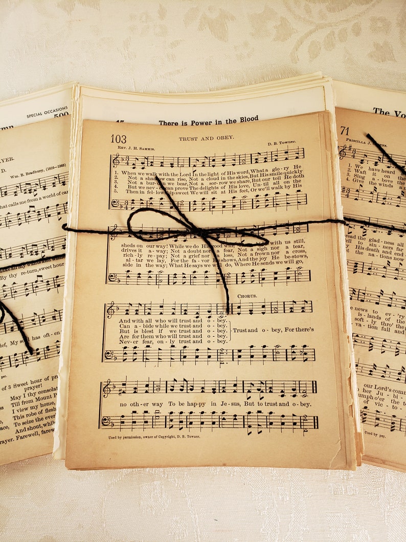 1/8 Lb. Hymnal Pages Vintage Songs, Antique Bundle Old Religious Music ...