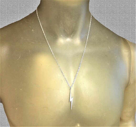 Mens Thunderbolt Necklace / Silver Lightning Bolt / Lighting | Etsy