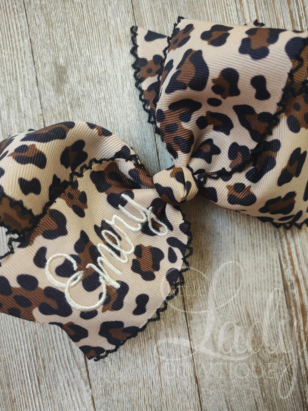Leopard Print Monogram Bow - Personalized Bows for Babies - Custom ...