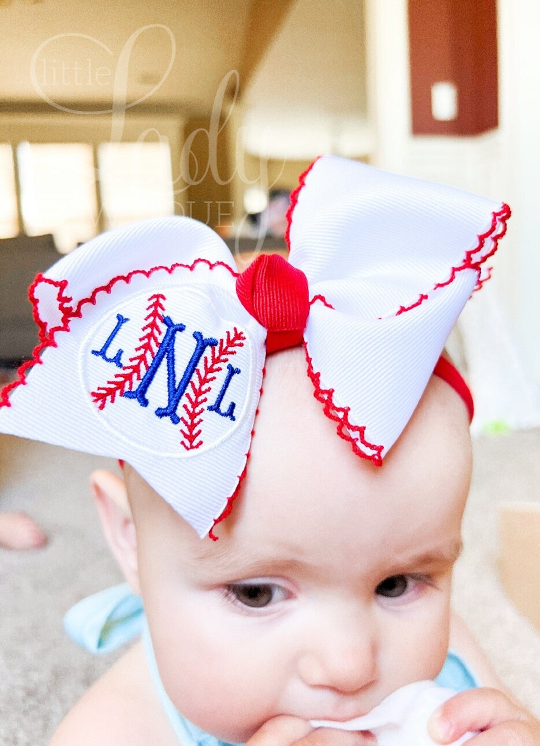 Baseball Hair Bow-monogram Hair Bow-baseball Hair Bow for Baby ...