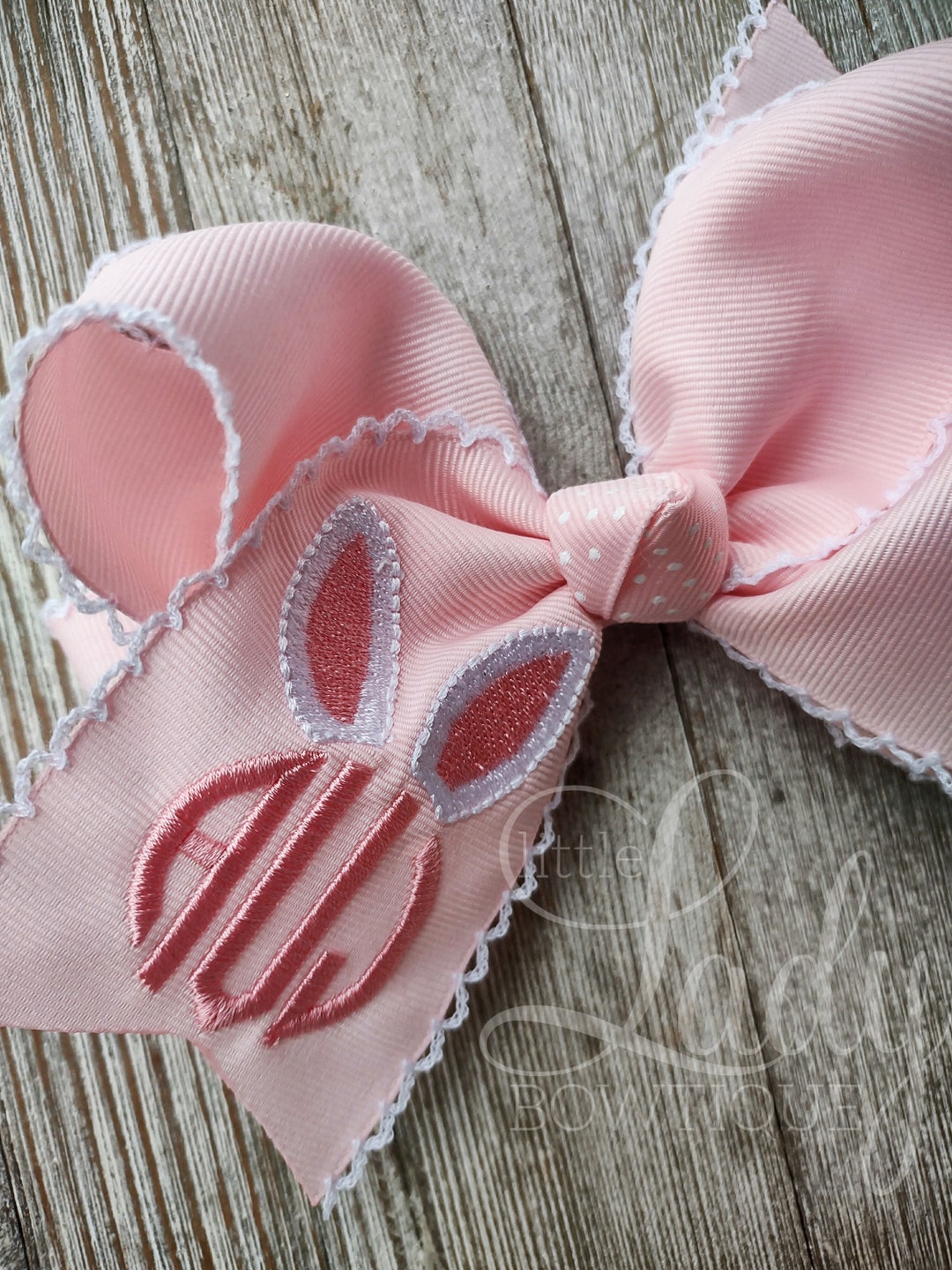 Bunny Hair Bow- Easter Hair Bow- Monogrammed Hair Bow- Bunny Ears Hair ...