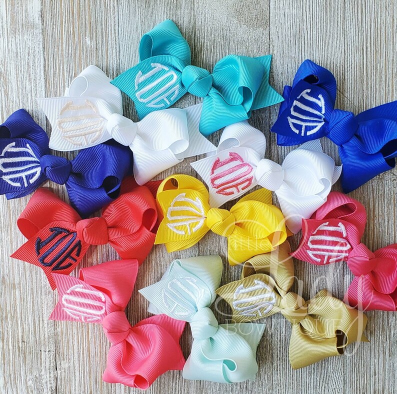 Monogrammed Hair Bow-personalized Hair Bow-natural Circle - Etsy