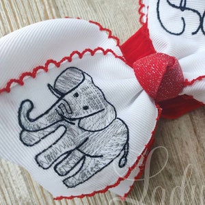 Embroidered Elephant Hair Bow – Alabama Collegiate Monogram- Custom ...