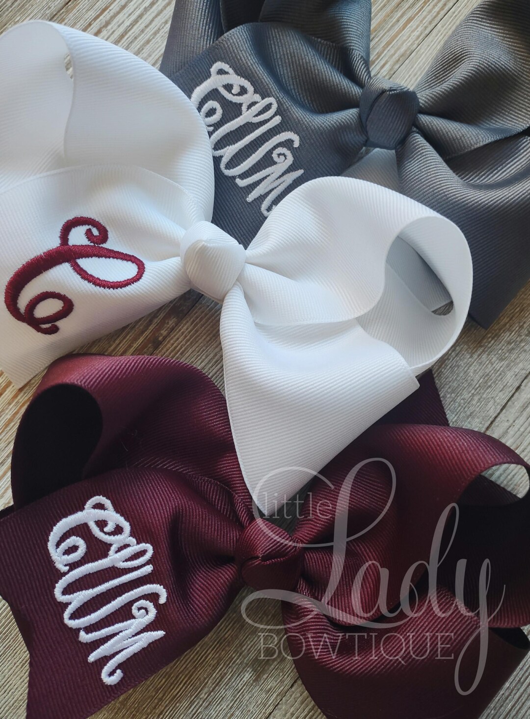 Monogrammed Hair-bow Bundle-3 Pack Monogrammed Hair Bows-custom Hair ...