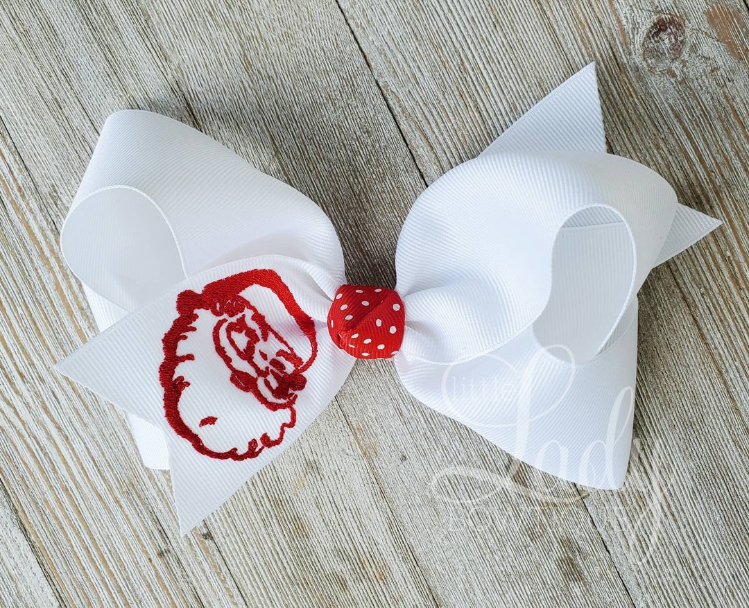 Embroidered Santa Hair Bow – Old Fashioned Christmas Hair Accessory - Etsy