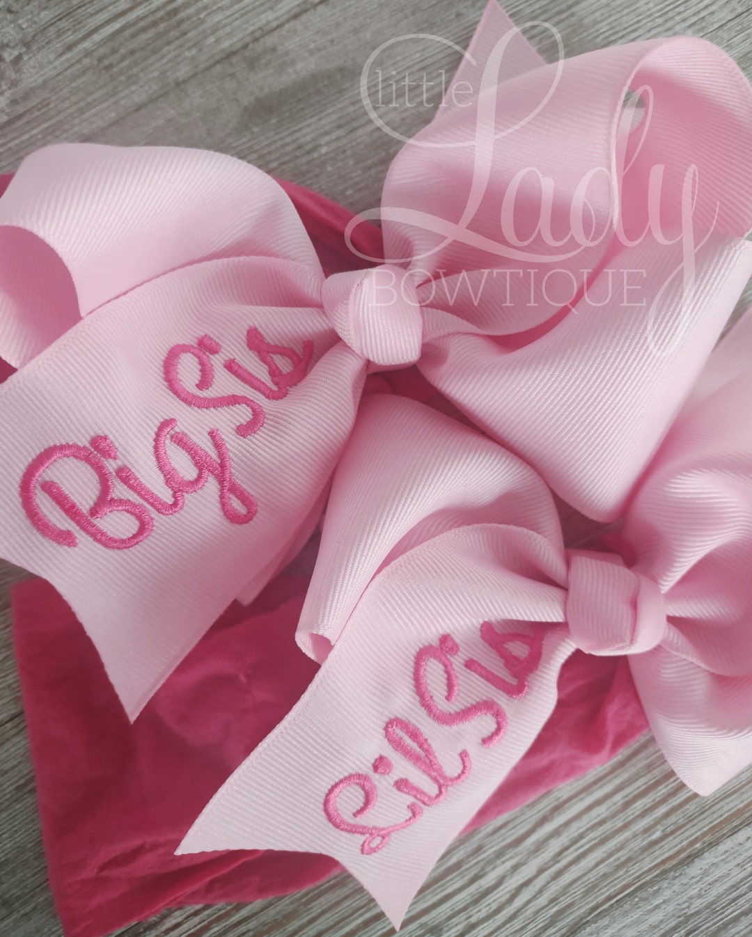 Lil Sis Hairbow -big Sis Bow - Embroidered Hairbow- Personalized ...