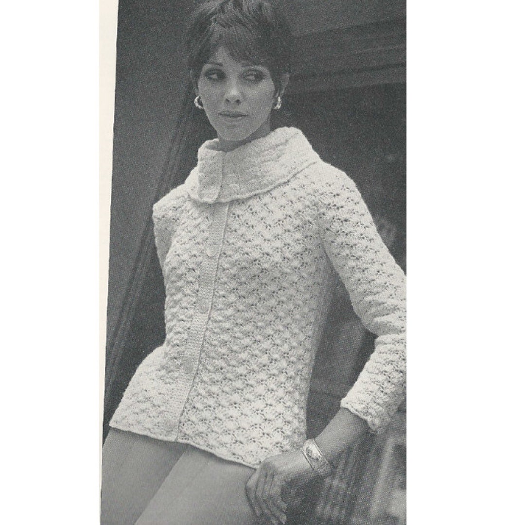 PDF - Crochet Shell Stitch Cowl Neck Cardigan - INSTANT DOWNLOAD - Etsy