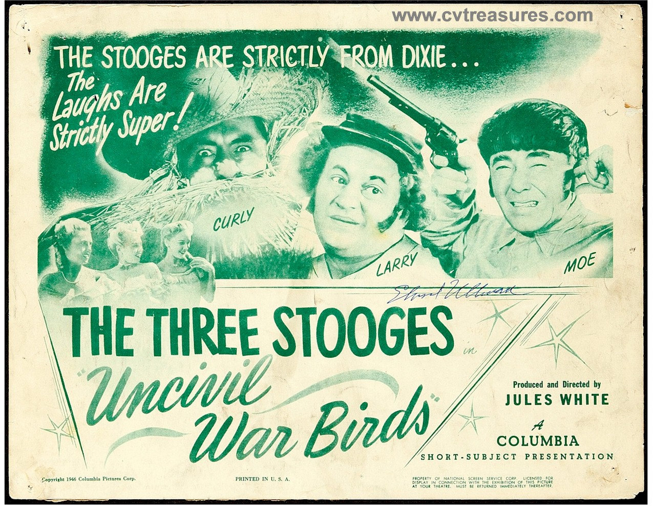 Three Stooges Original Vintage Classic Movie Film Poster TITLE Lobby ...
