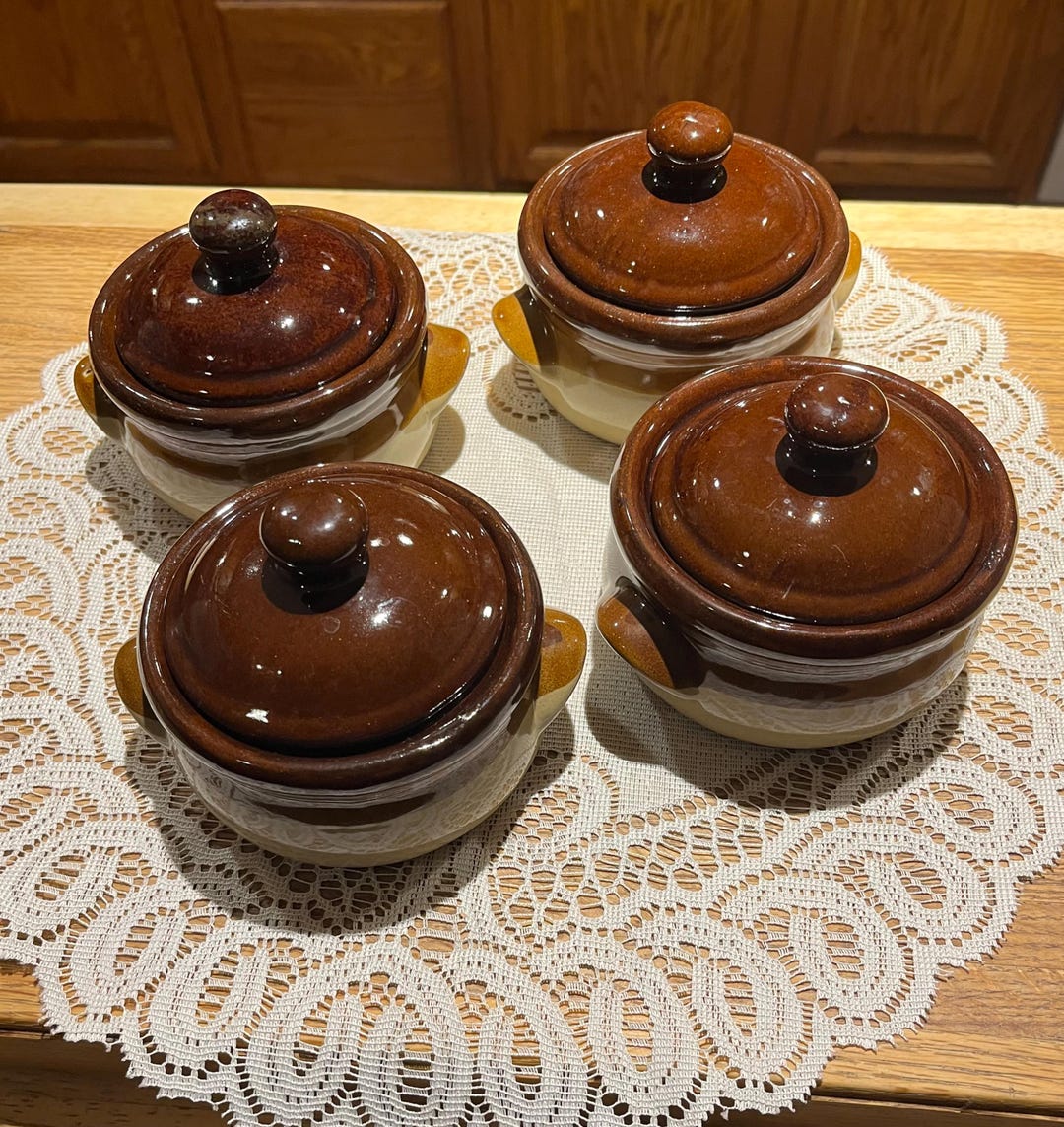 Set of Four Mini-stoneware Crocks With Lids - Etsy