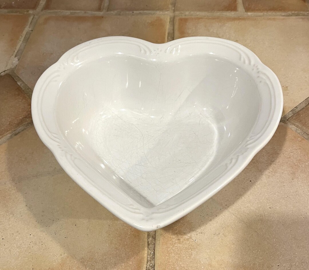 Pfaltzgraff Heritage White Heart Shaped Baker - Etsy