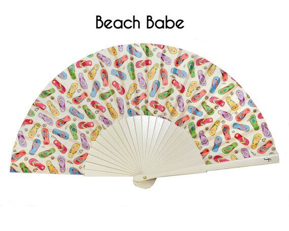 BEACH BABE: Pop Art Flip Flop Design Folding Hand Fan Made of - Etsy