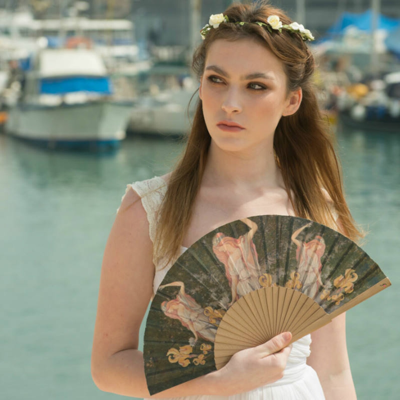 LILY: Art Nouveau style folding hand fan women with lilies | Etsy