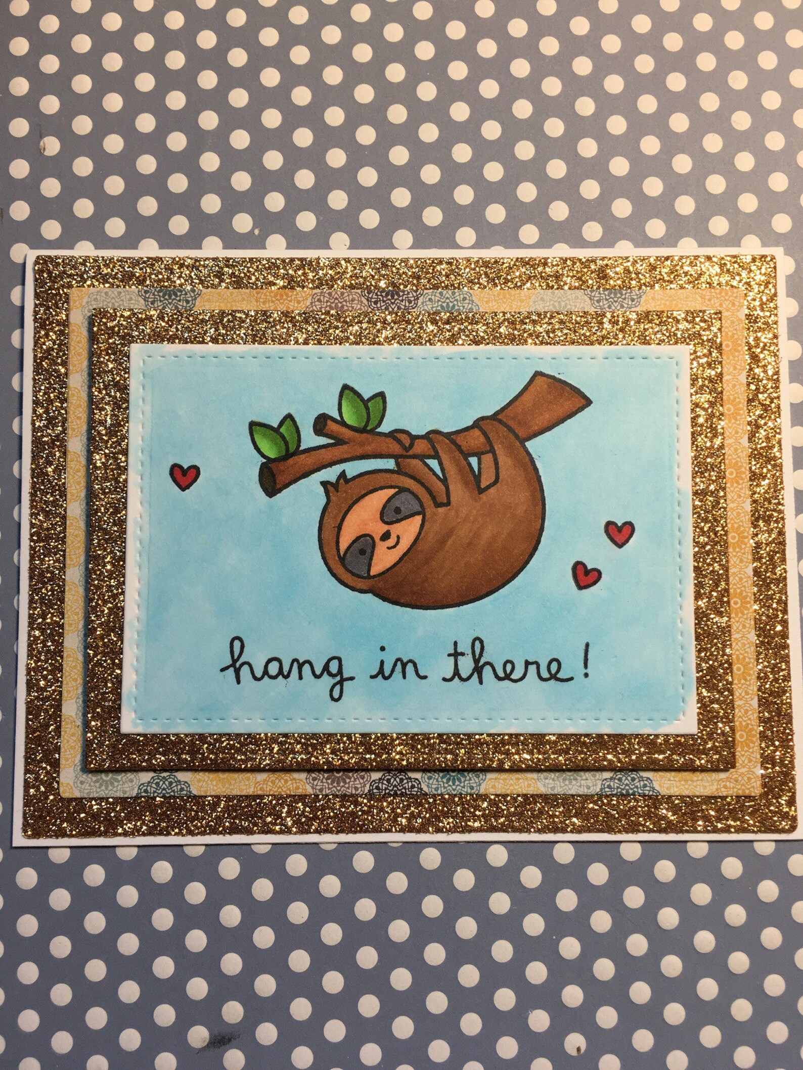 Hang in There Sloth Card Made With Lawn Fawn Stamps. - Etsy