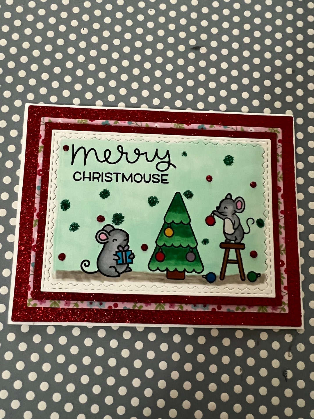 Merry Christmouse Christmas Card - Made With Lawn Fawn Stamps - Etsy