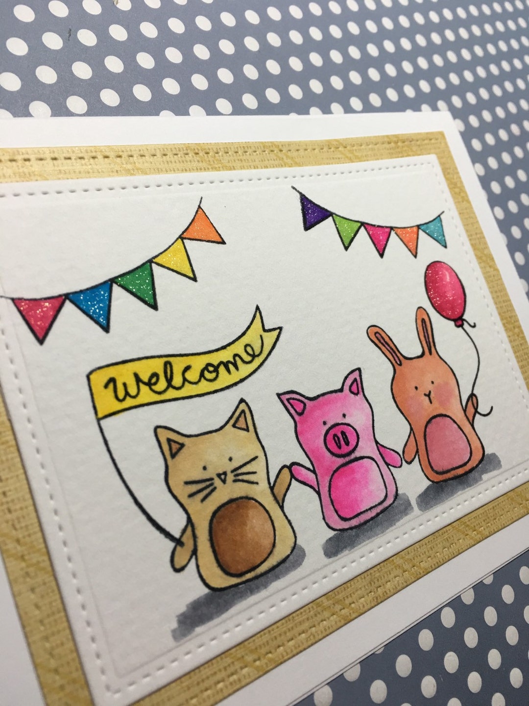 Baby Shower "welcome" Card Made With Simon Says Stamp Stamp Set - Etsy