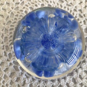 Vintage Joe Rice Art Glass Blue Floral Flowers Center Bouquet ...