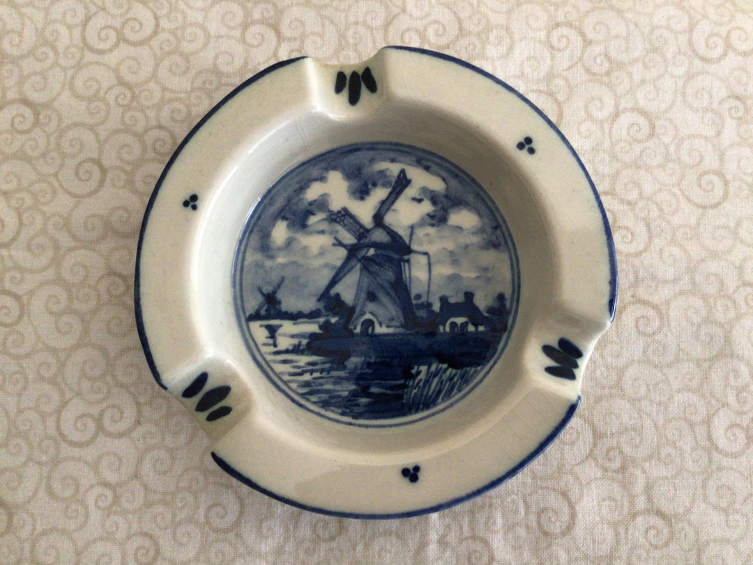 Vintage Blue Delfts Holland Ashtray With Windmill - Etsy