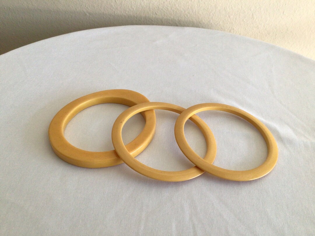 Vintage Set of 3 Yellow Bakelite Bangle Bracelet Spacers - Etsy