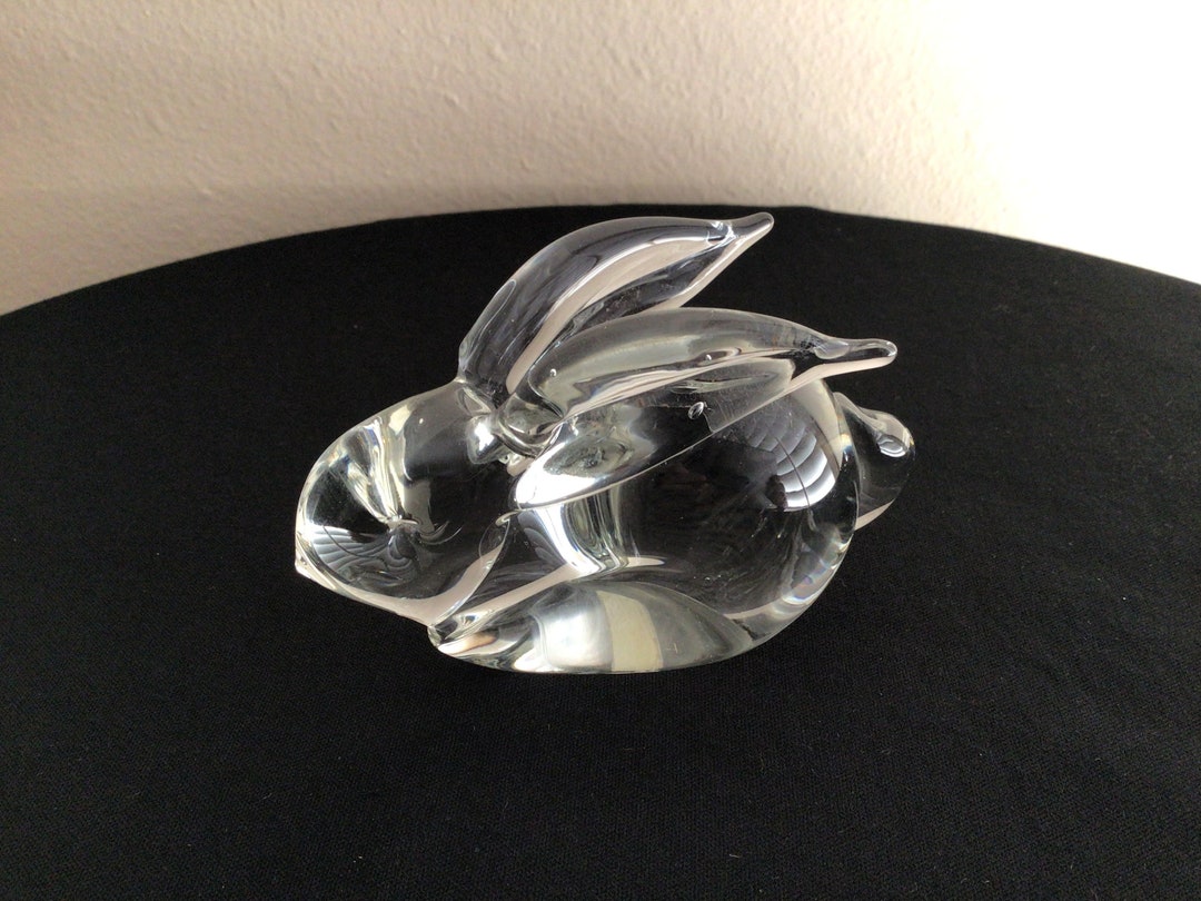 Vintage Clear Glass Bunny Rabbit Paperweight - Etsy