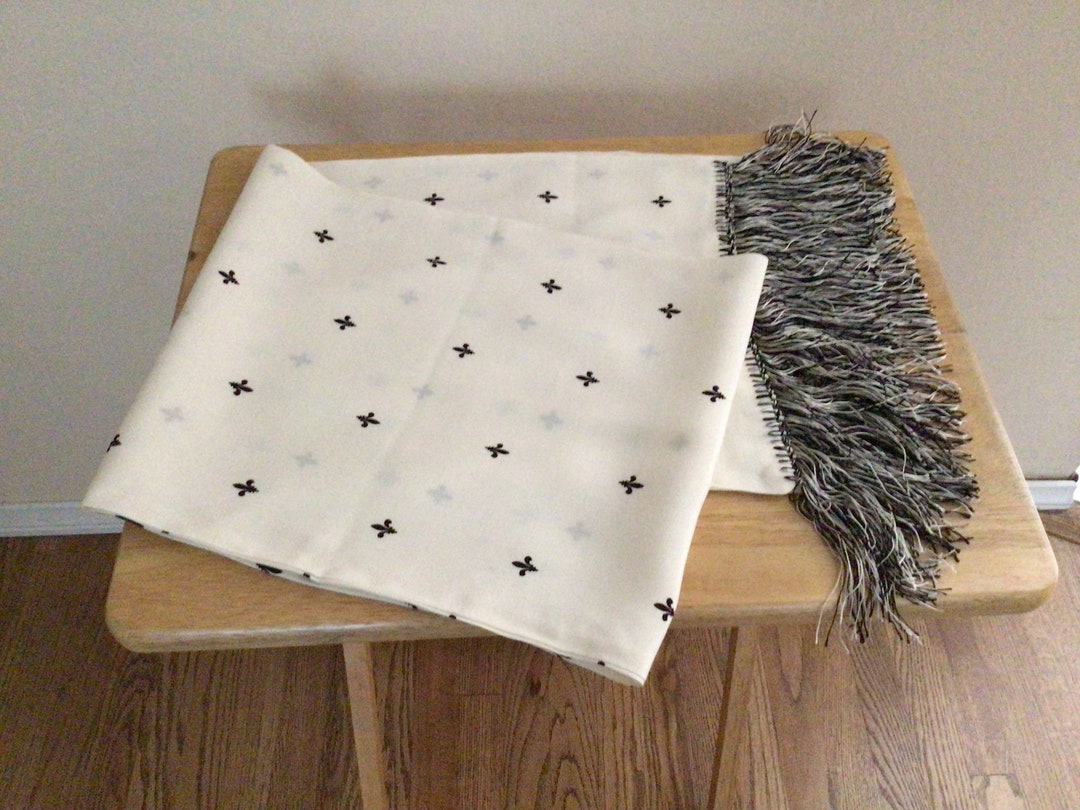 Shady Character Scarf With Fringes Rayon Cream and Black - Etsy