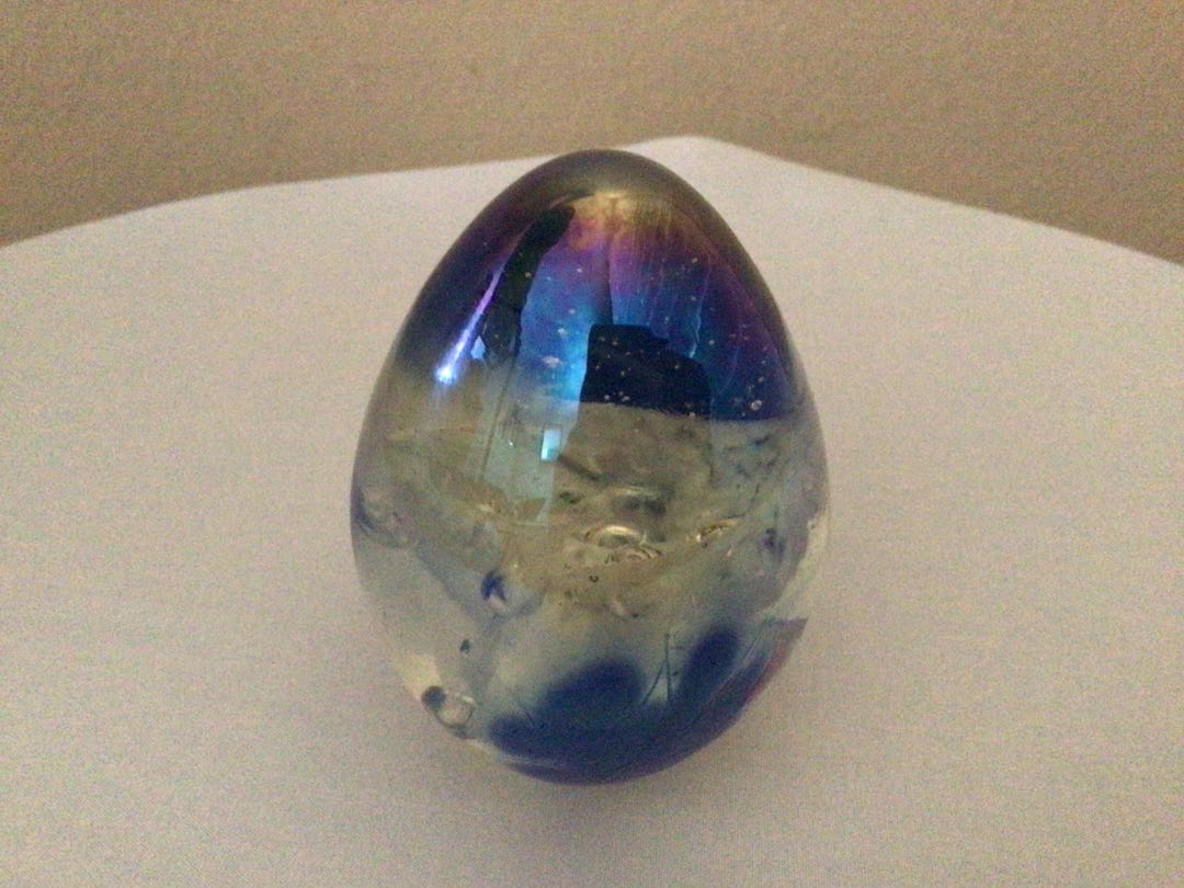 Vintage MSH Ash Vines Egg Shape Paperweight Iridescent Blue - Etsy